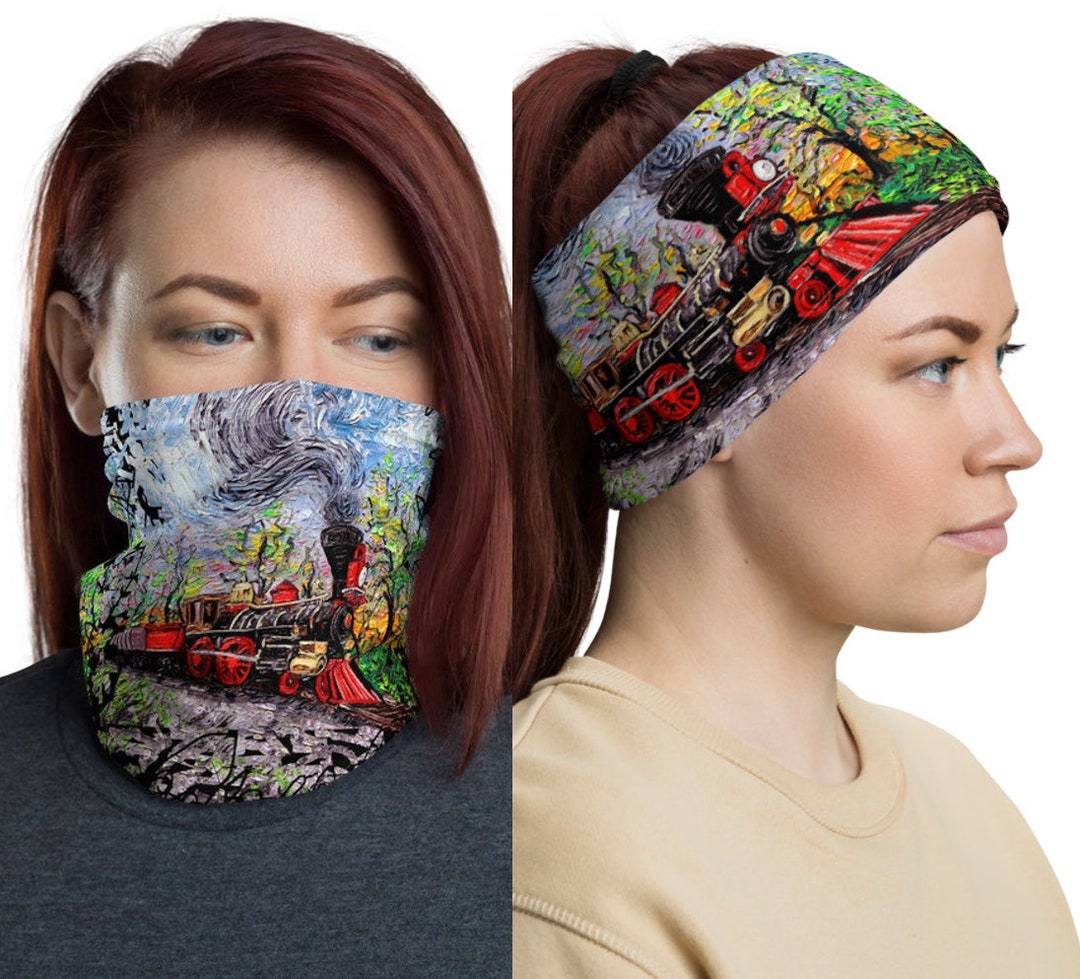 Locomotive Steam Engine Train Face Mask Starry Night Face Shield ...