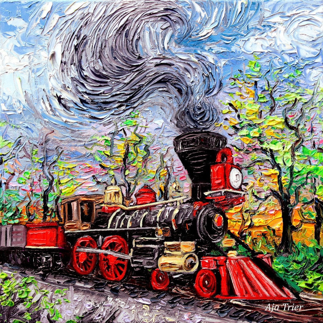 Train Art Print All Aboard by Aja Transportation Locomotive Railroad ...