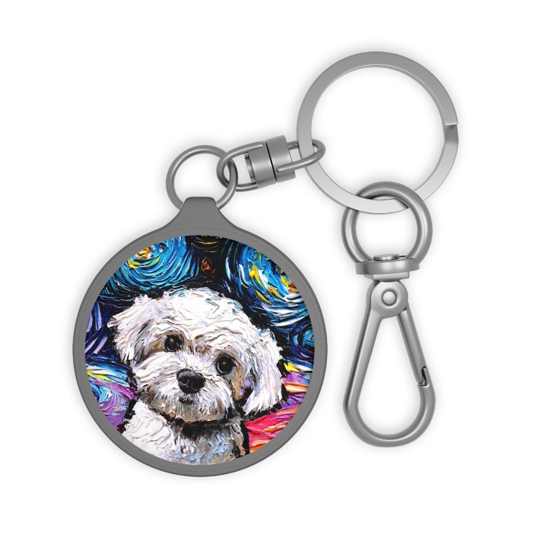 Keychain - Maltipoo Maltese Mix Cute Starry Night Dog Key Chain Keyring ...