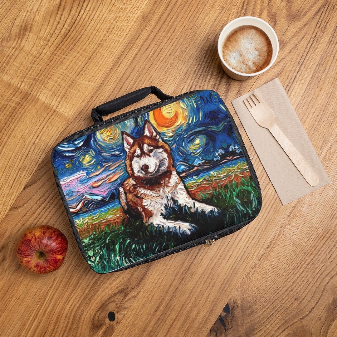 Lunch Bag Red Siberian Husky Starry Night Dog 9.5x7x2.8 Inches ...