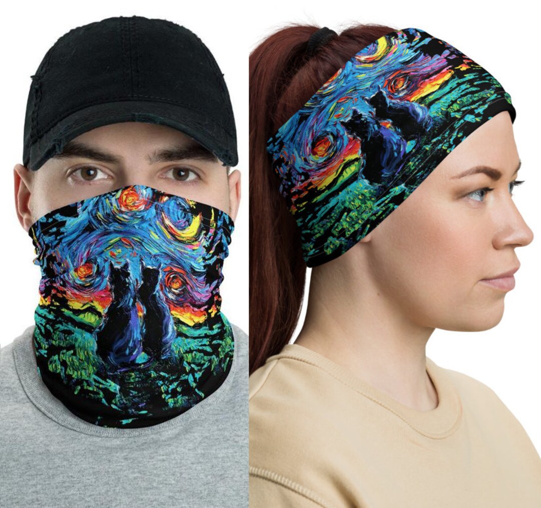 Starry Night Black Cats Abstract Face Mask Face Shield - Etsy