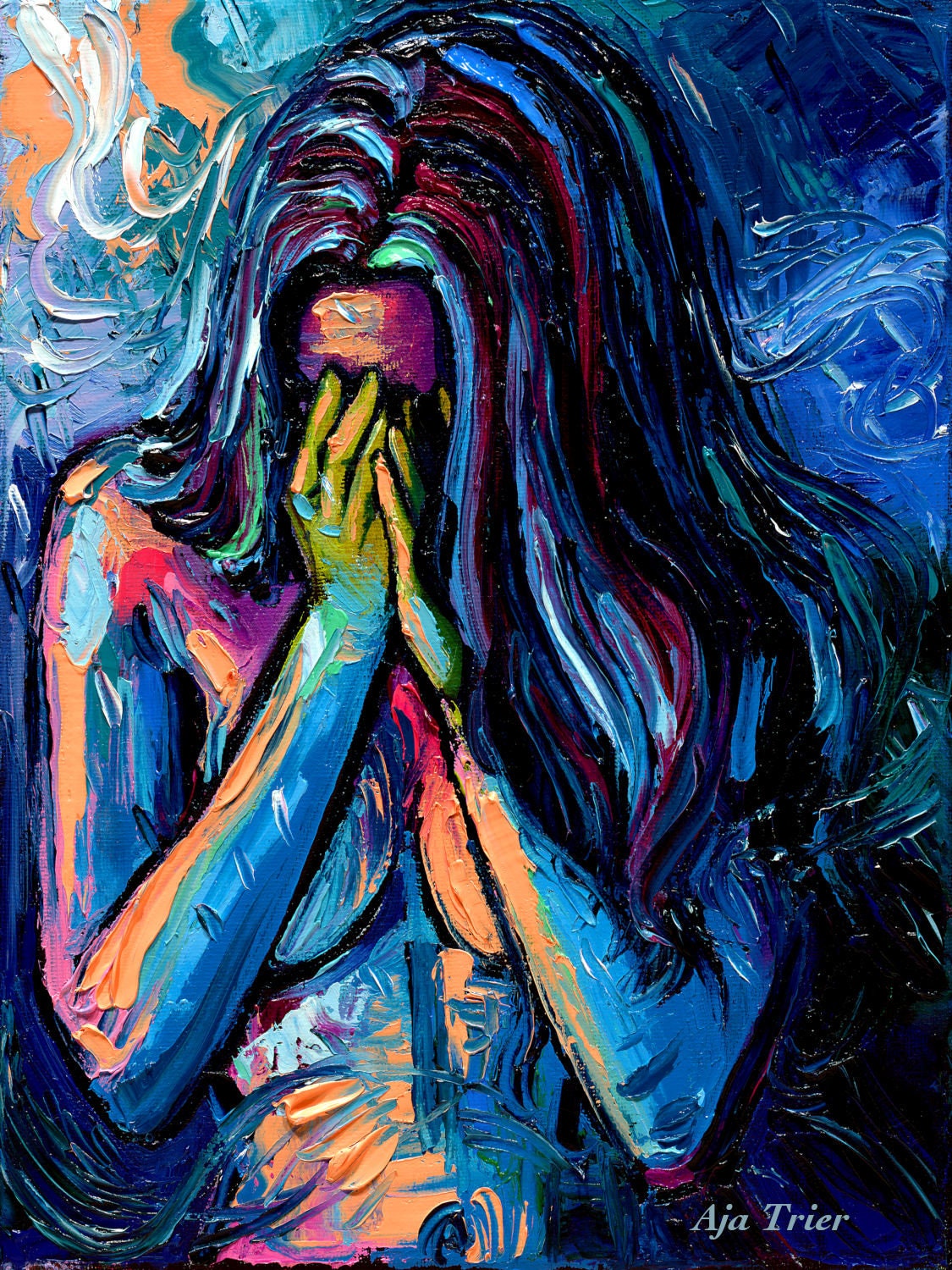 Isolation an Abstract Nude Stretched Canvas Print Colorful - Etsy