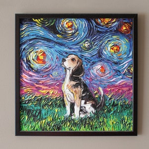 Beagle Art Print Starry Night Dog Print Impressionist Dog Wall Art Dog ...