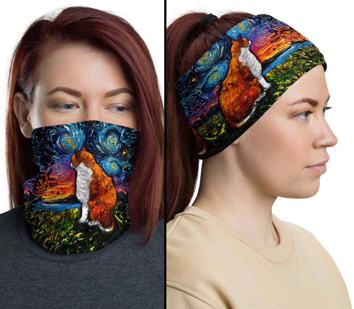 Orange and White Tabby Cat Starry Night Art Face Mask Face | Etsy