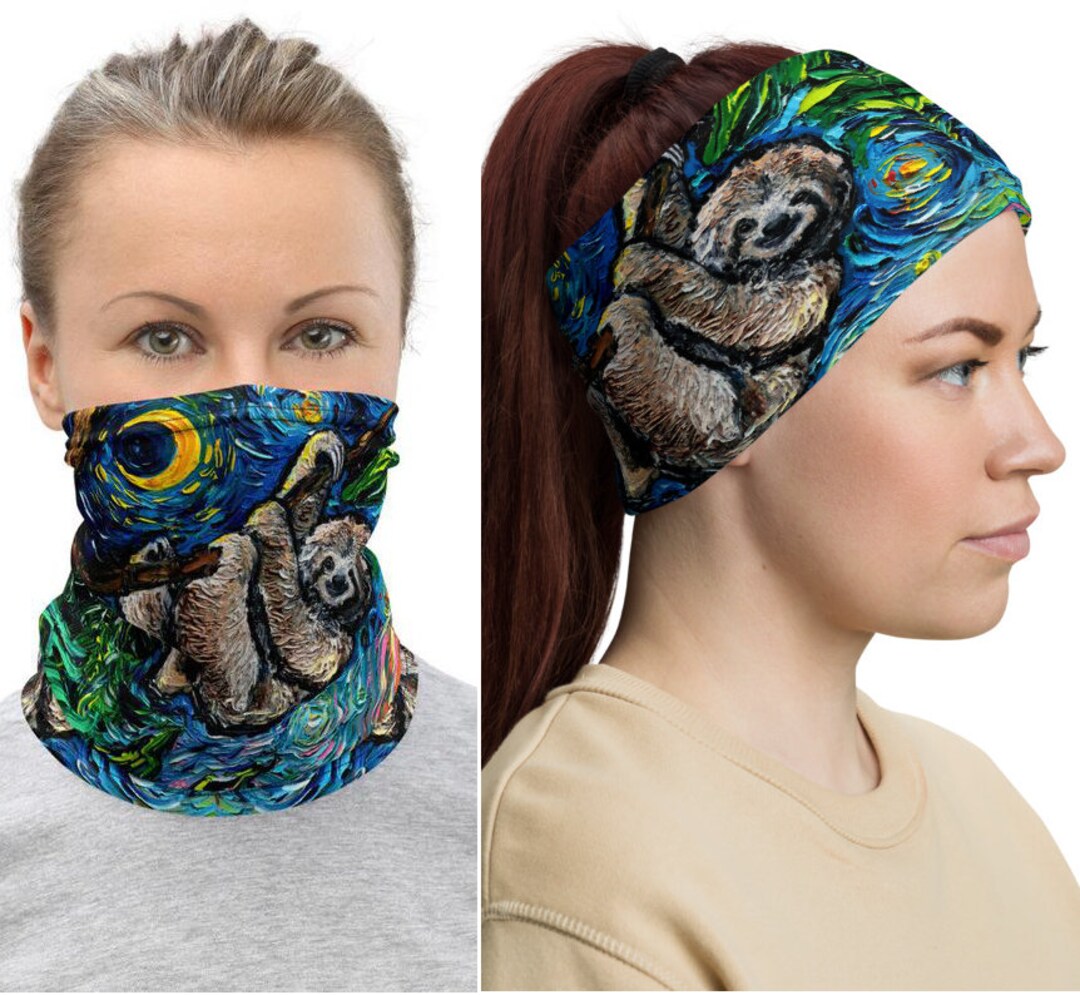 3 Toed Sloth Starry Night Art Face Mask Face Shield Washable Reusable ...