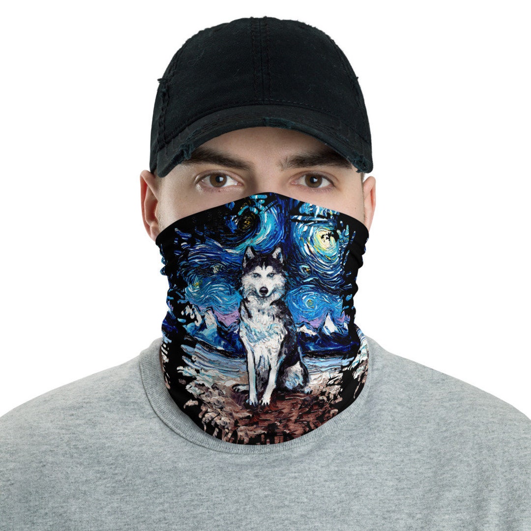 Siberian Husky Dog Starry Night Art Face Mask Face Shield Washable ...