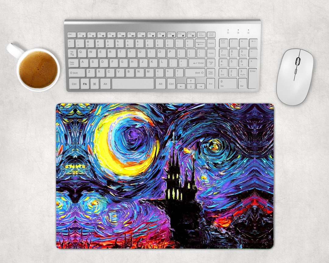 Desk Mats Dracula Haunted Mansion Starry Night Gothic Art by Aja Mouse ...