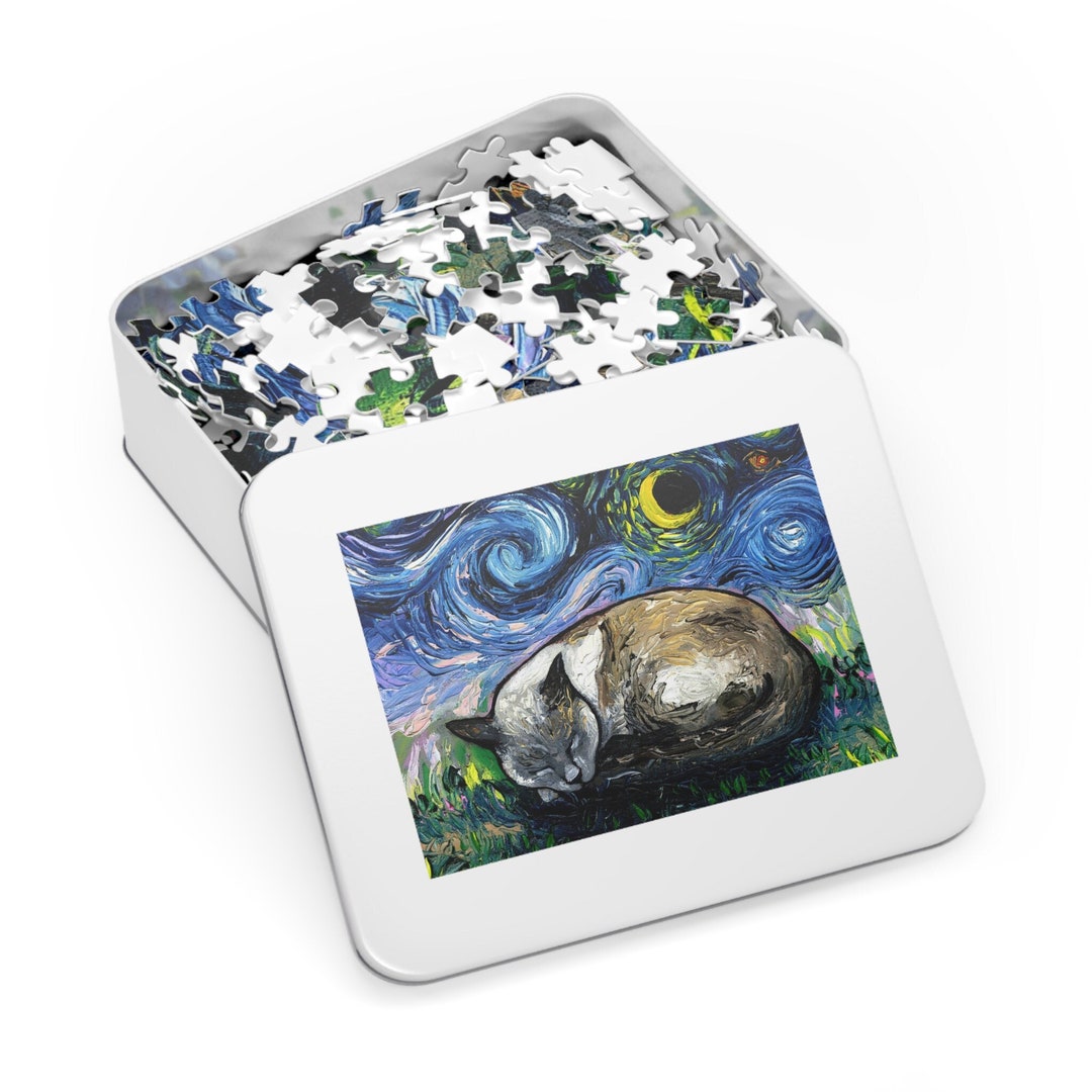 Puzzle Sleeping Siamese Cat Starry Night 110 252 or 500 Piece Puzzles ...