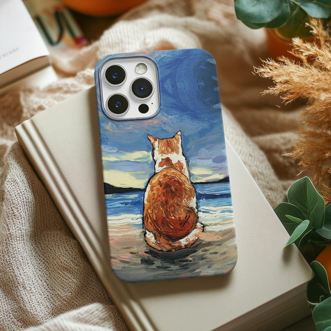 Starry Night Cat Phone Case, Orange and White Tabby Art Protector - Etsy UK