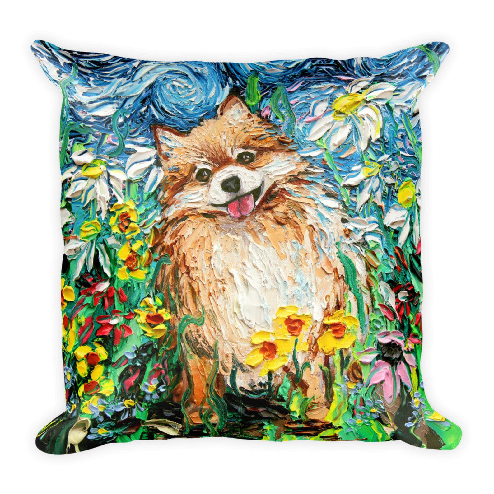 Pomeranian Dog Lover Starry Night Basic Throw Pillow Art by | Etsy