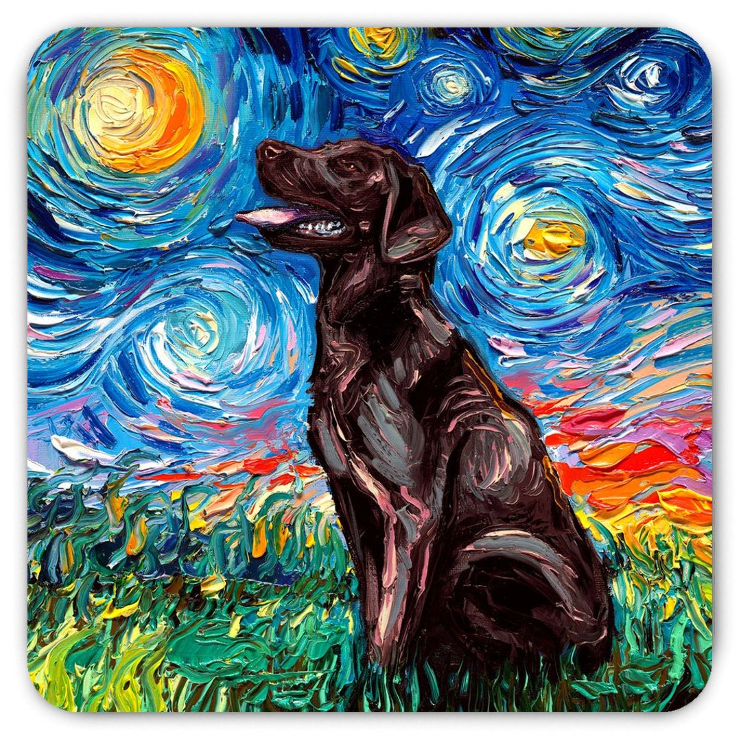 Magnet Chocolate Labrador Starry Night Dog Art Animal Refrigerator ...