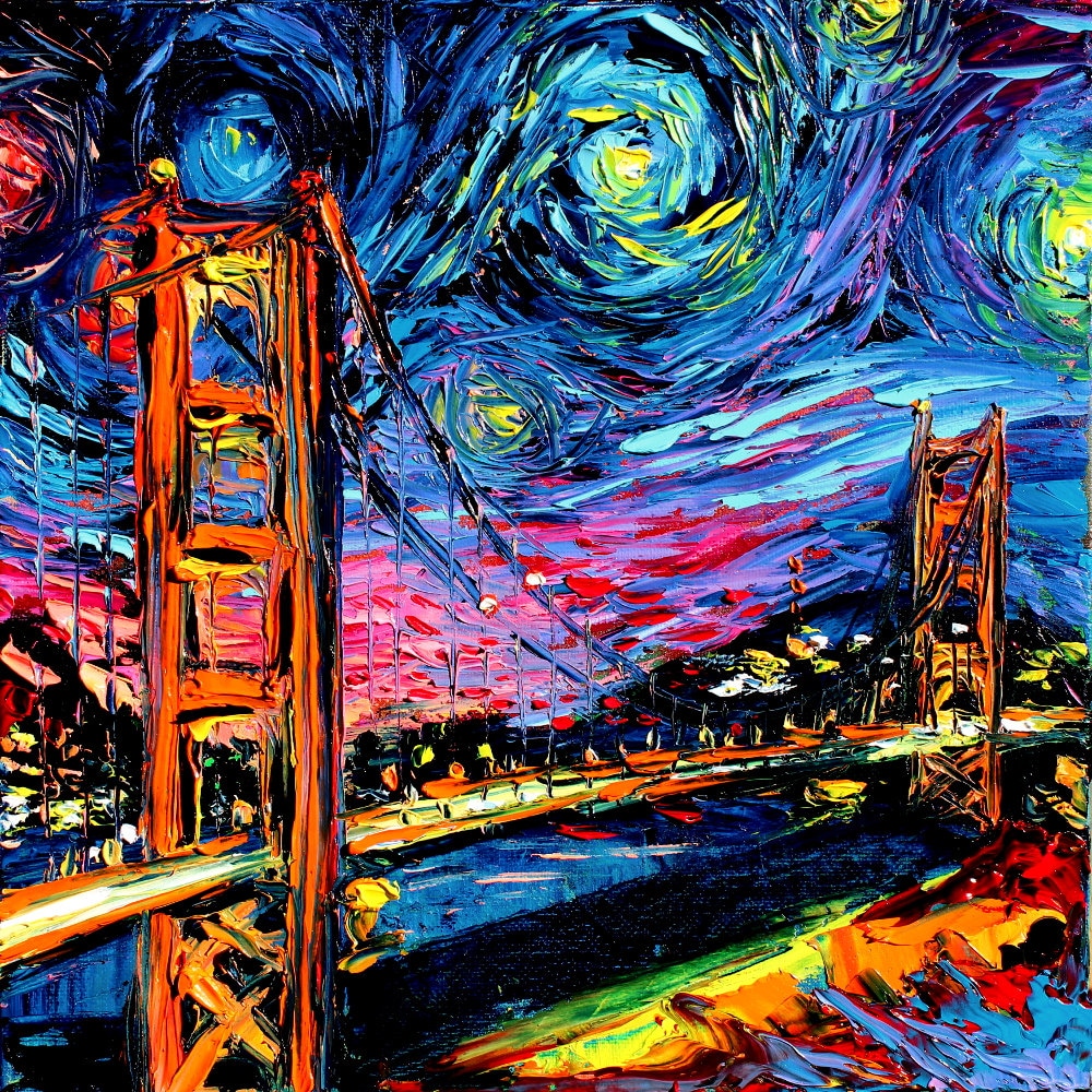 Van Gogh Never Saw Golden Gate Art Giclee Print Reproduction by Aja 8x8 ...