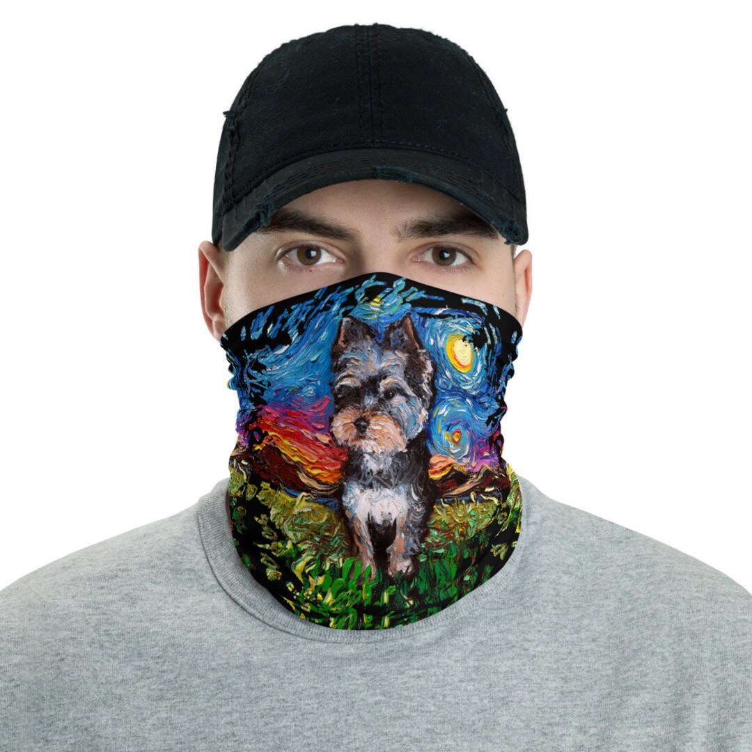 Yorkshire Terrier Yorkie Dog Starry Night Art Face Mask Face Shield ...