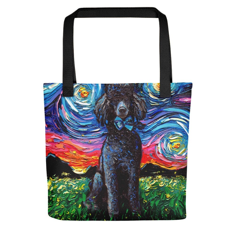 Black Standard Poodle Dog Starry Night Tote Bag Handbag | Etsy