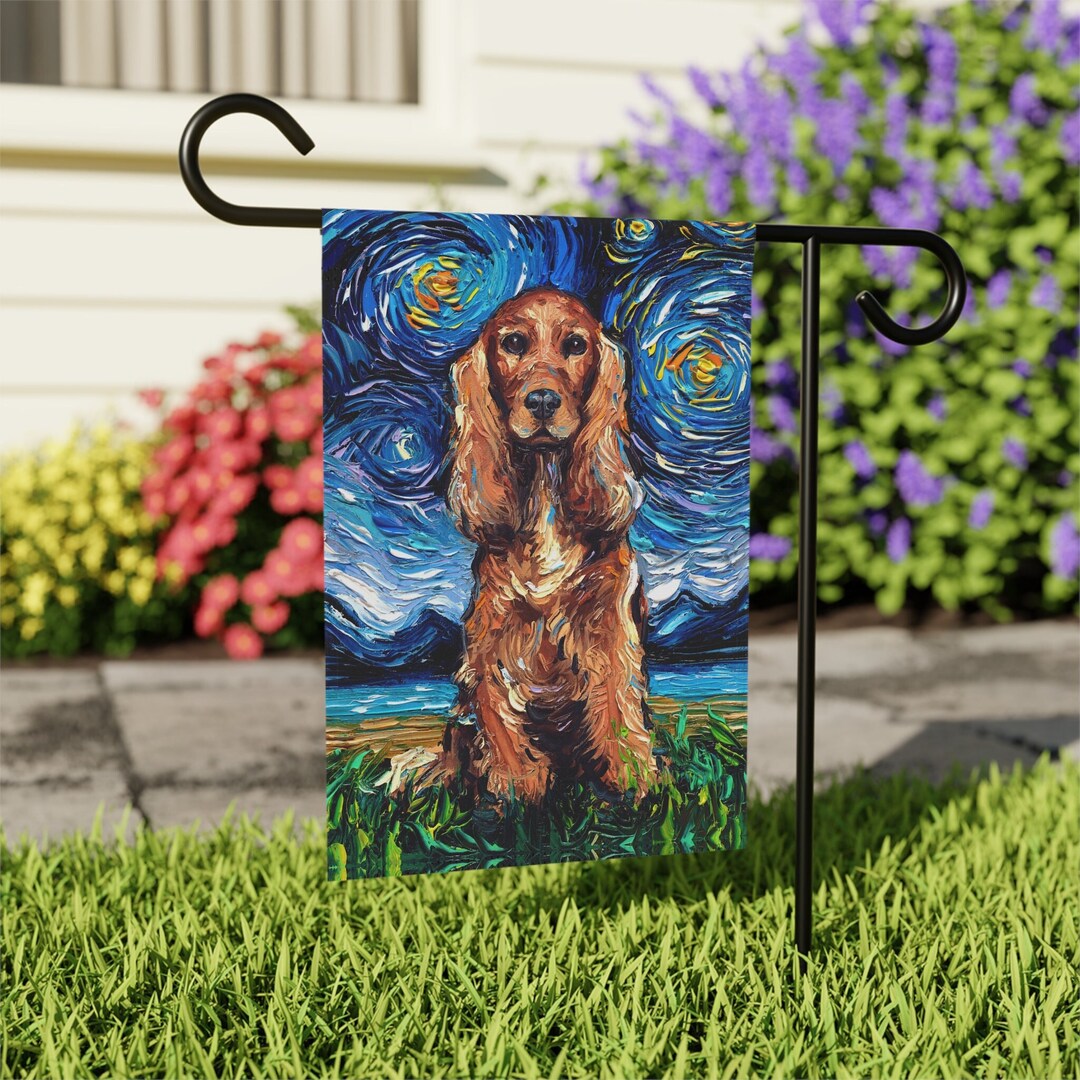 Cocker Spaniel Starry Night Yard and House Flags Double Sided Printing ...