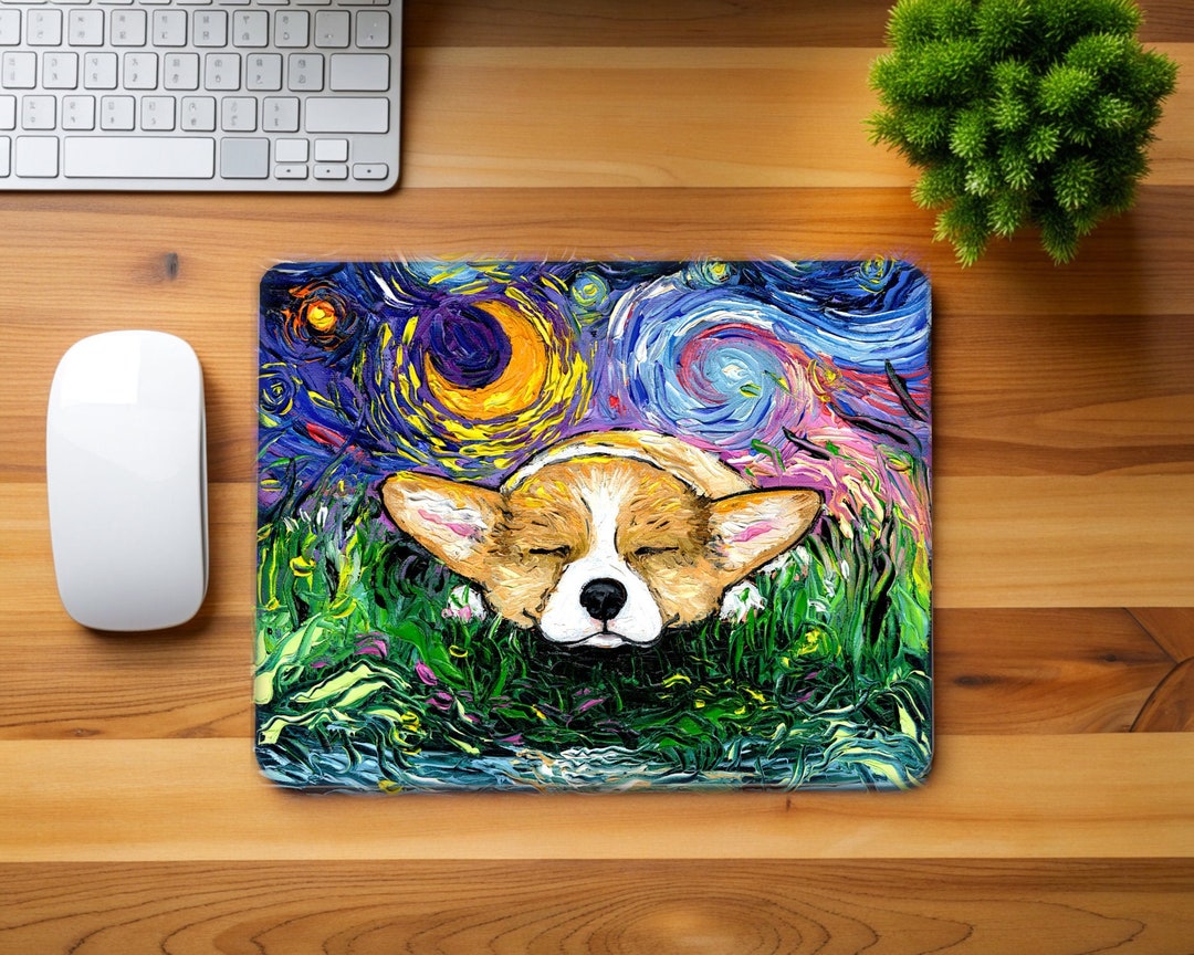 Corgi Mousepad Colorful Starry Night Office Decor Dog Lover Gift Idea ...