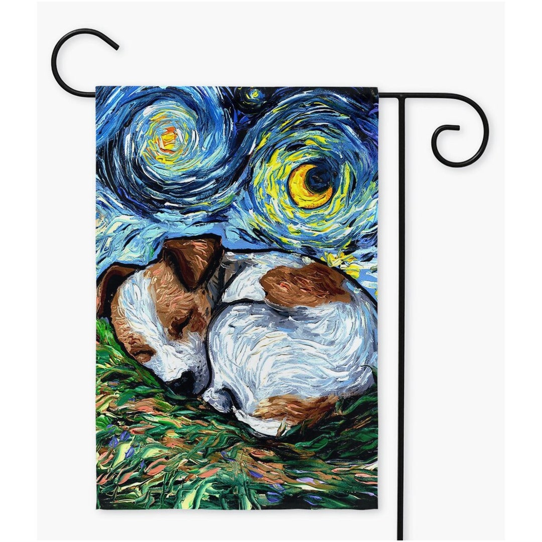 Sleeping Jack Russell Terrier Puppy Dog Starry Night Yard Flags Double ...