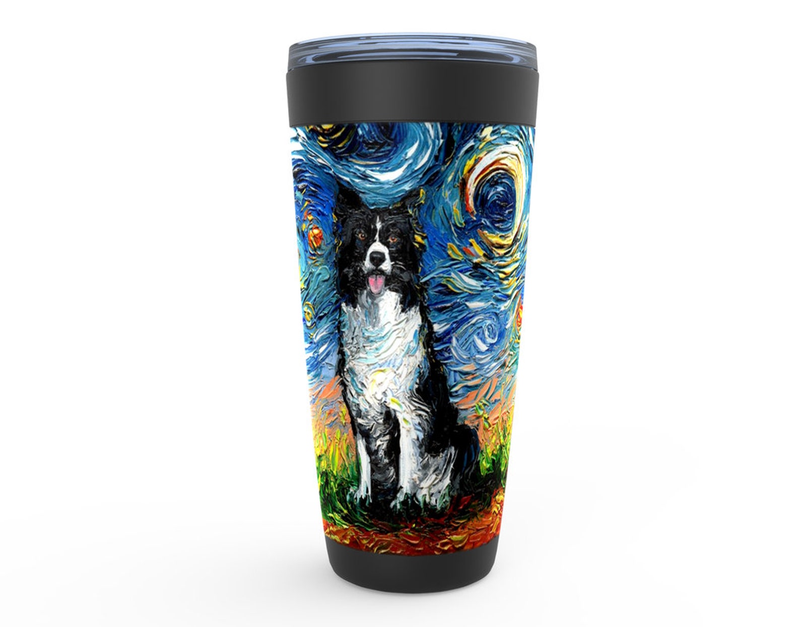 Border Collie Profile Starry Night Dog Viking Tumbler | Etsy