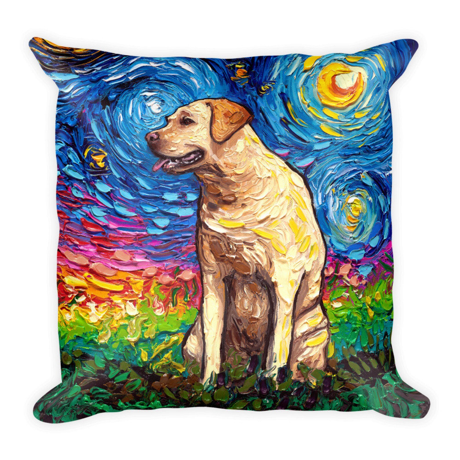 Yellow Labrador Dog Lover Starry Night Basic Throw Pillow | Etsy