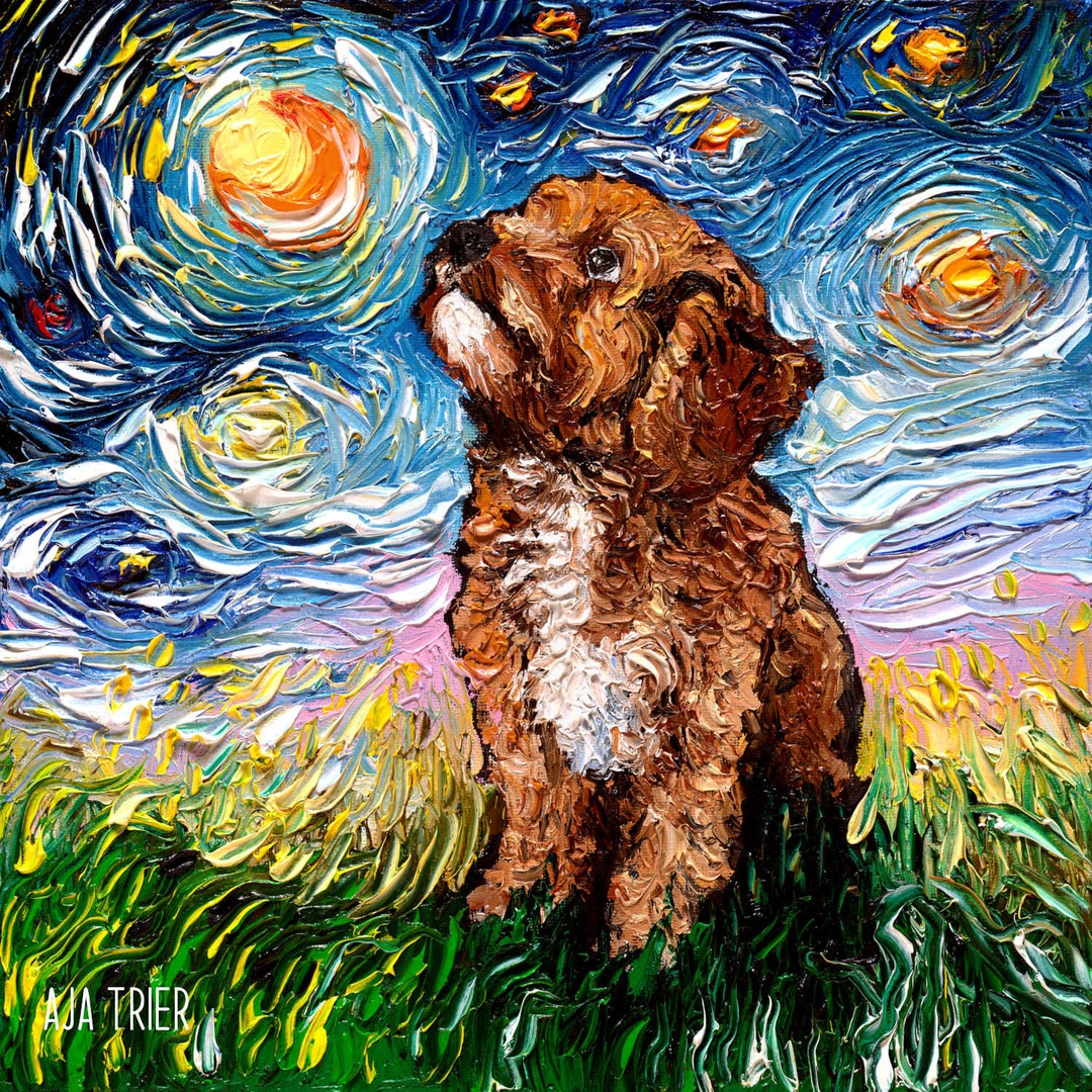 Cavapoo Dog Art CANVAS Print Starry Night Ready to Hang Wall Decor ...