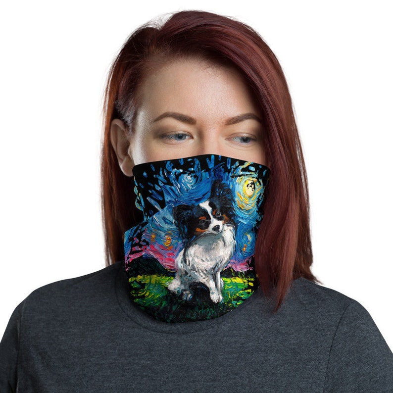 Papillon Dog Starry Night Art Face Mask Face Shield Washable | Etsy