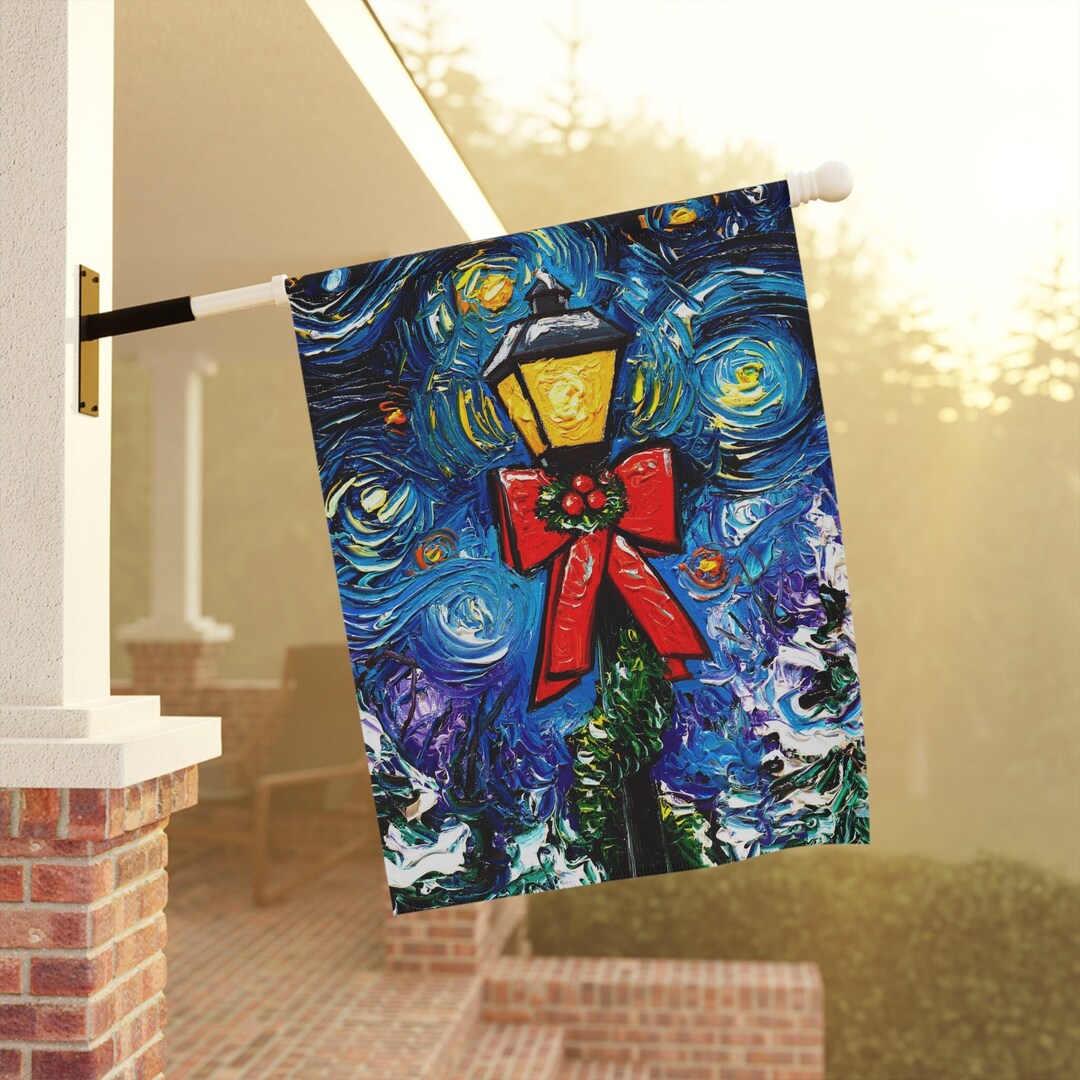 Yard and House Flag Season's Greetings Starry Night Christmas Double ...