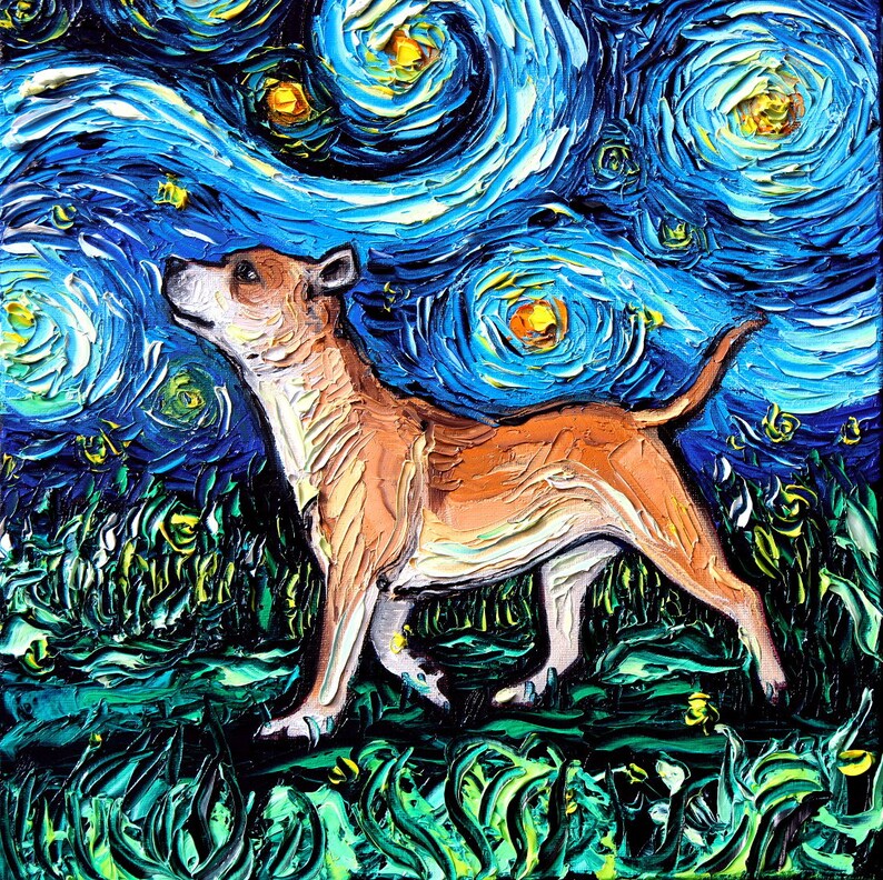 Staffordshire Bulldog Art Starry Night Art Print Dog Lover Gift Cute ...