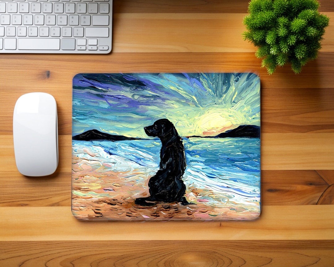 Black Labrador Mousepad Office Decor Dog Lover Gift Idea Coastal Beach ...
