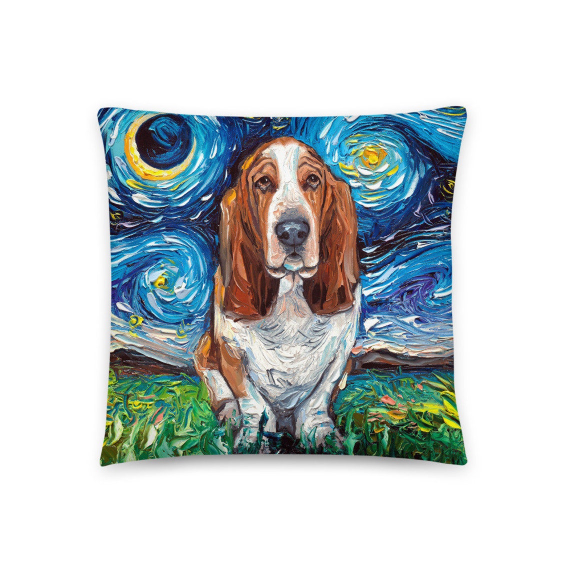 Basset Hound Dog Starry Night Basic Throw Pillow Art by Aja | Etsy