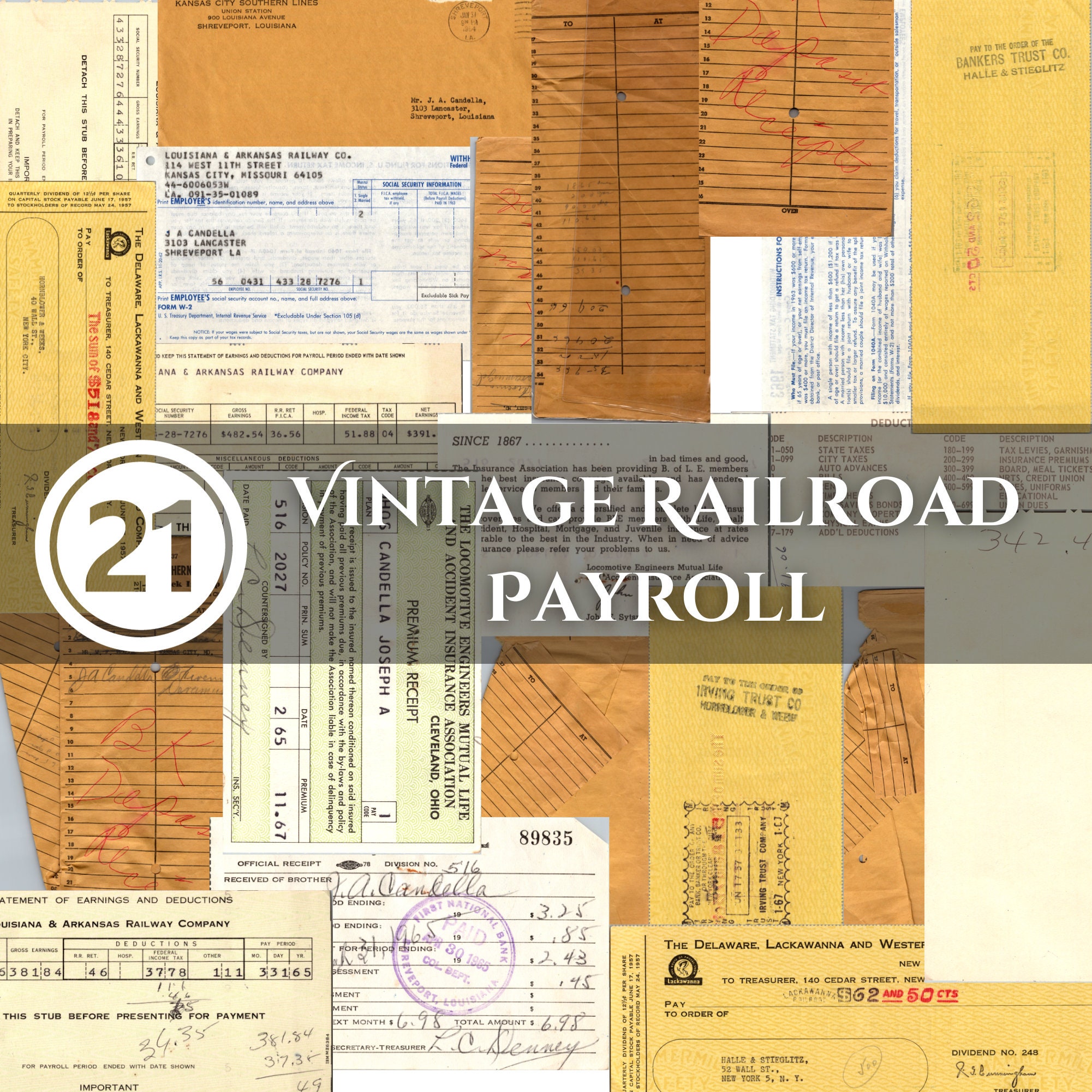 Payroll Railroad Cards Envelope Handwriting Printable Envelopes Digital ...