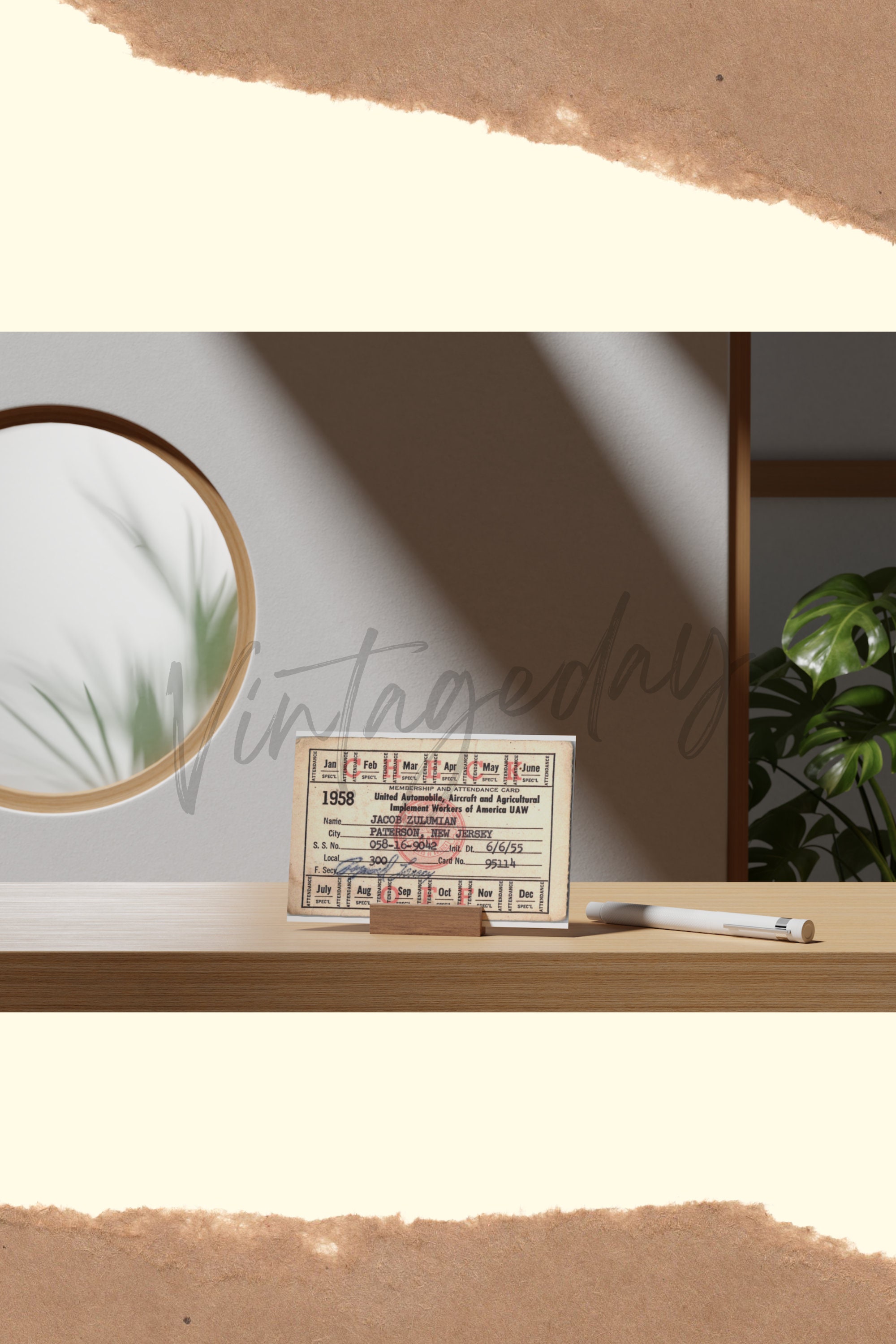 8 Vintage Union Cards 1954-1961 UAW Jewelry Union Membership Attendance ...