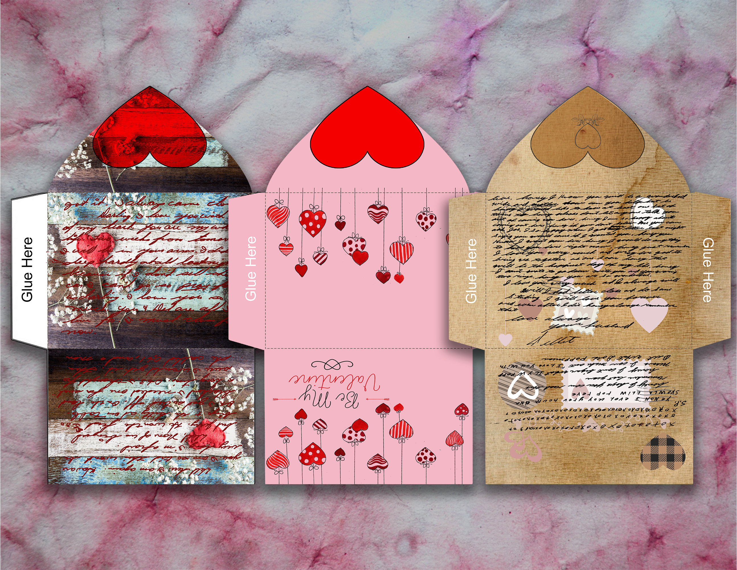 Valentine Love Letter Printable Envelopes Digital Valentine Ephemera ...