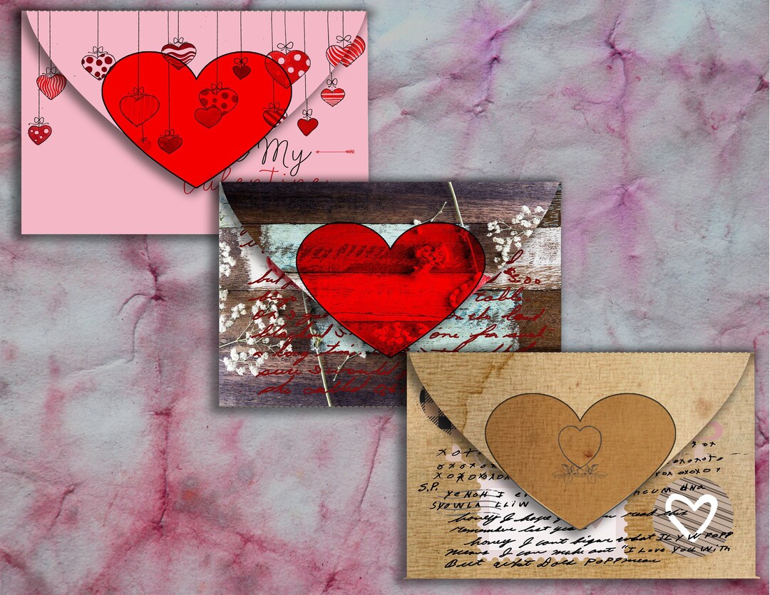 Valentine Love Letter Printable Envelopes Digital Valentine Ephemera ...