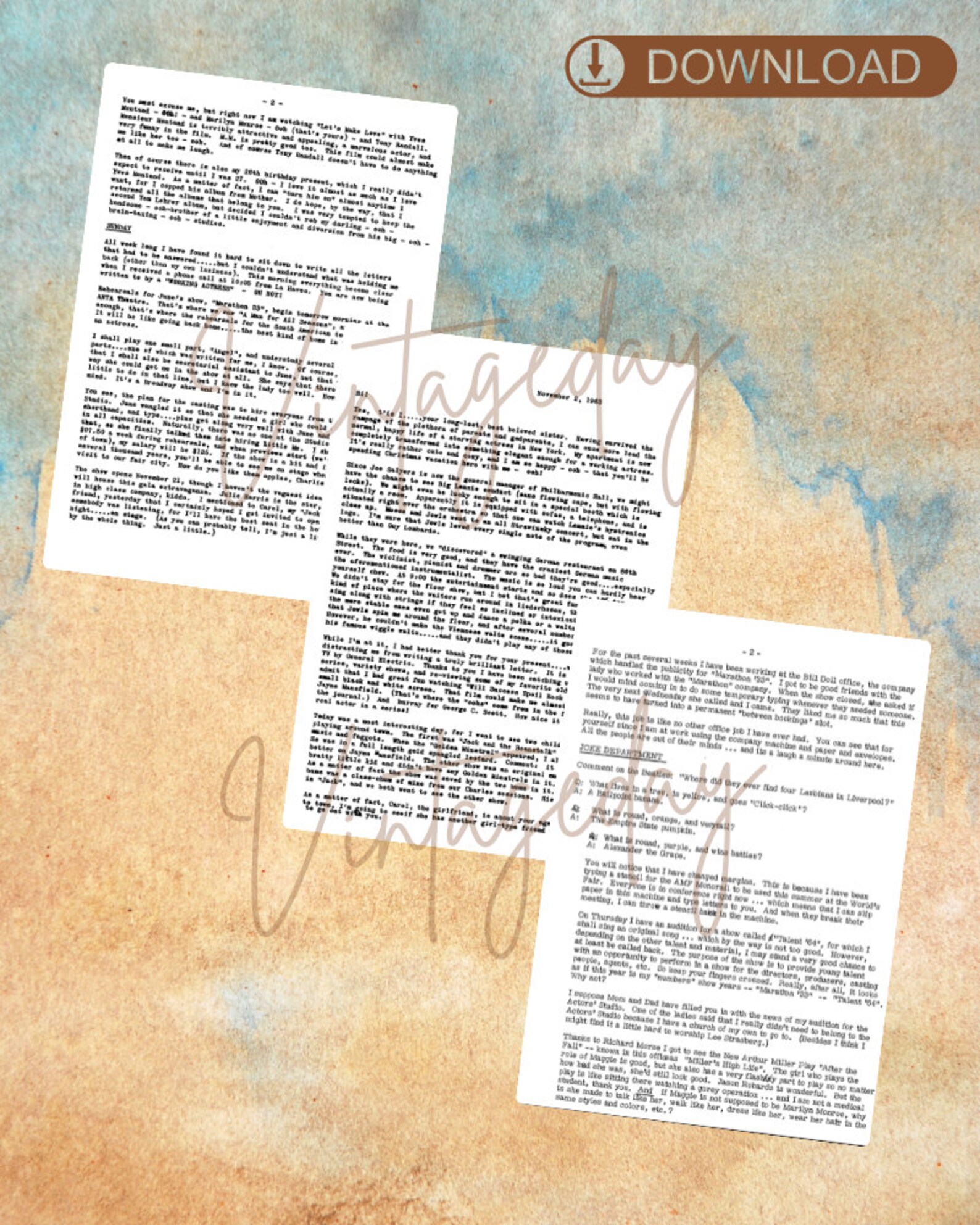 Vintage Typewritten 1960's NYC Broadway Letters Antique - Etsy