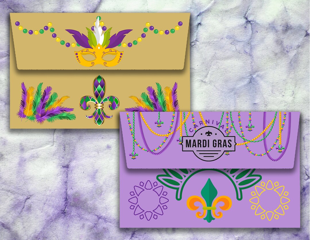 Mardi Gras Printable Envelopes Gifts Money Printable Kit for Junk ...