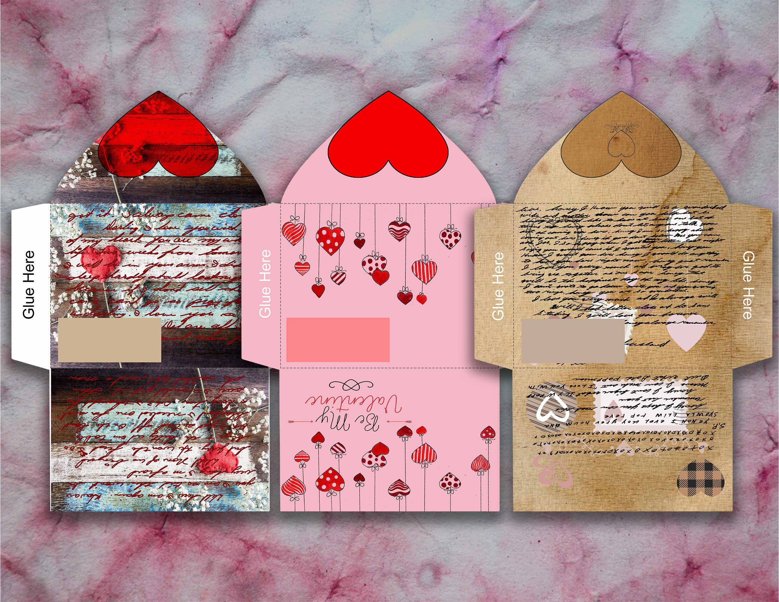 Valentine Love Letter Printable Envelopes Digital Valentine Ephemera ...