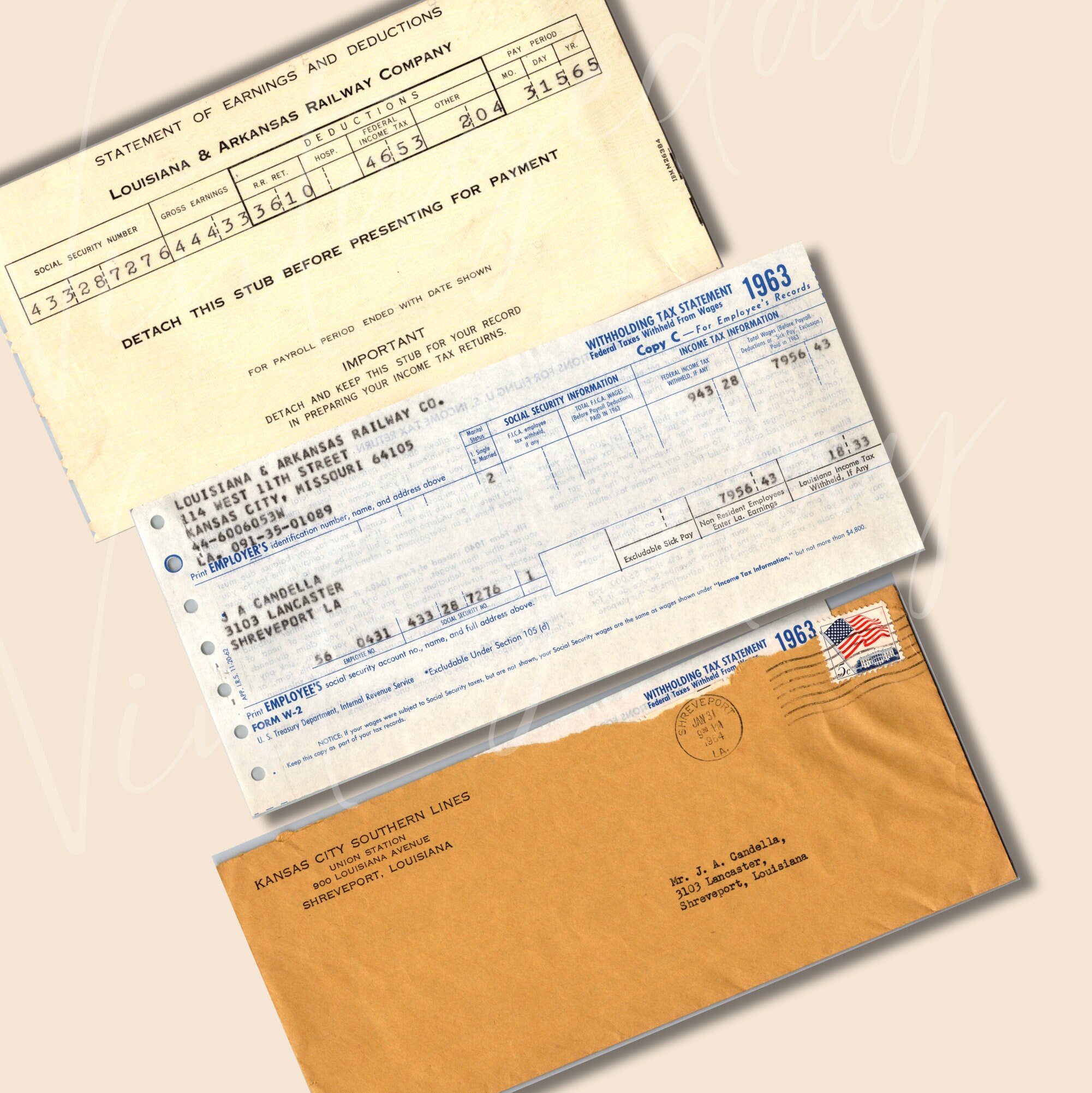 Payroll Railroad Cards Envelope Handwriting Printable Envelopes Digital ...