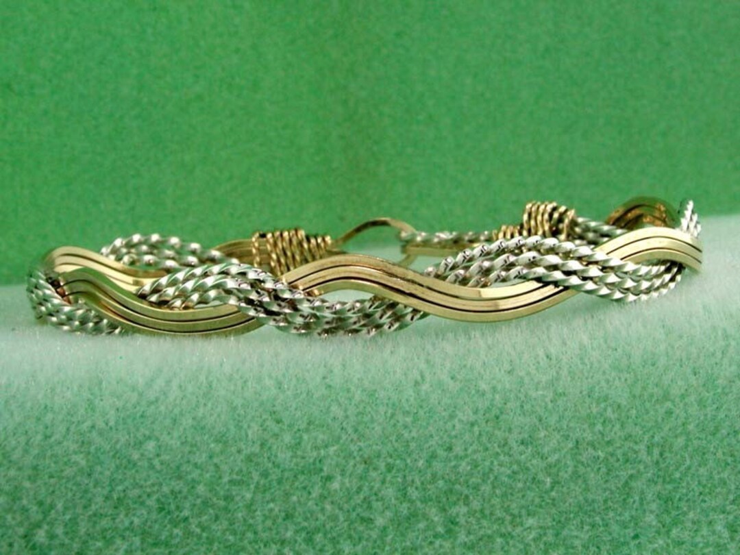 Braided Wire Bracelet With a Twist, Gold, Rose Gold, Sterling Silver or ...