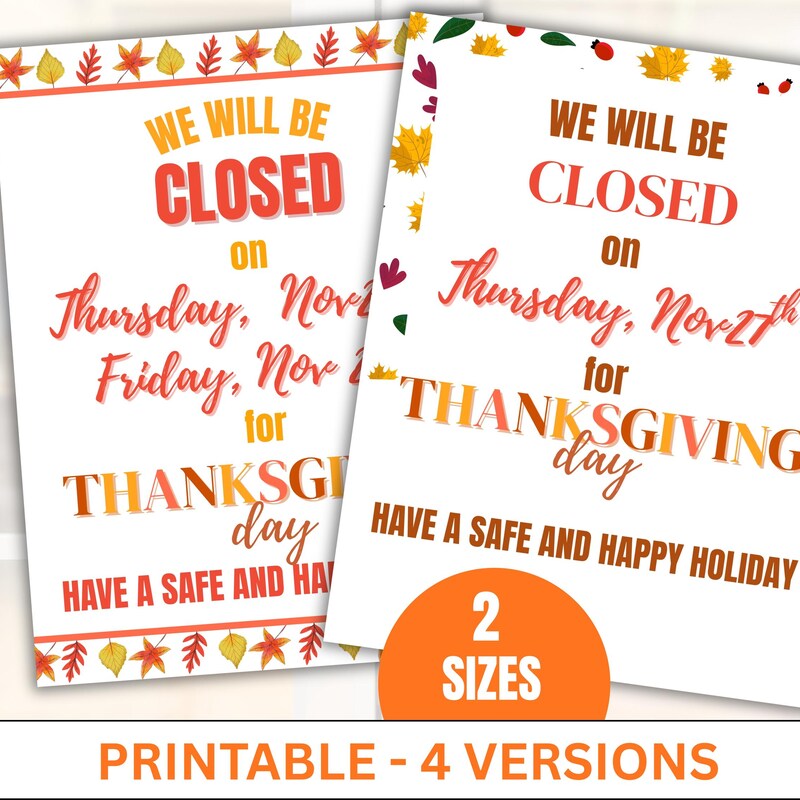 Thanksgiving Store Hours Sign - Etsy
