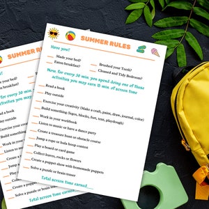 Summer Rules Printable, Screen Time Checklist, Summer Activities - Etsy