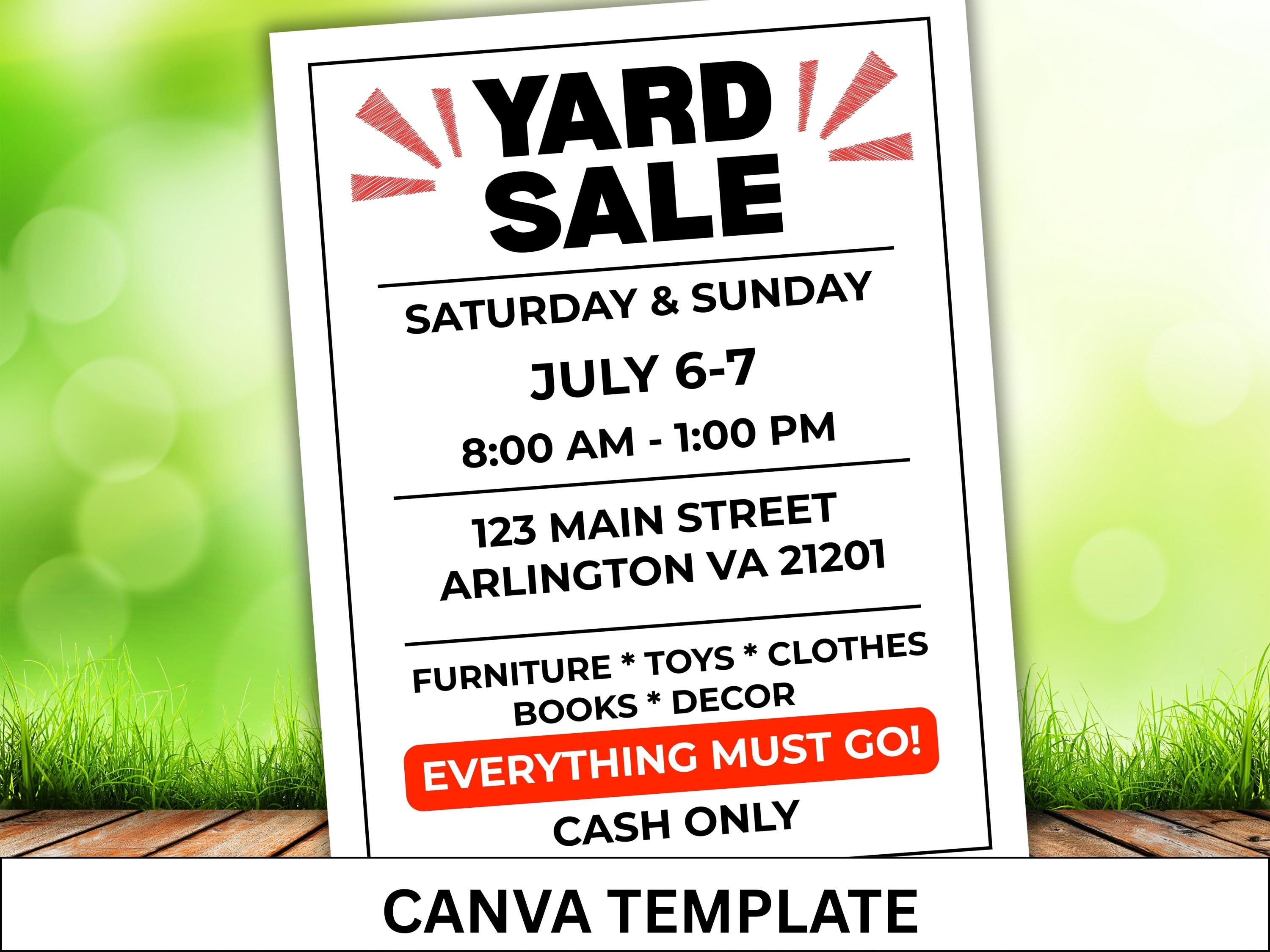 Editable Yard Sale Flyer Template, Neighborhood Sale Sign, Garage Sale ...