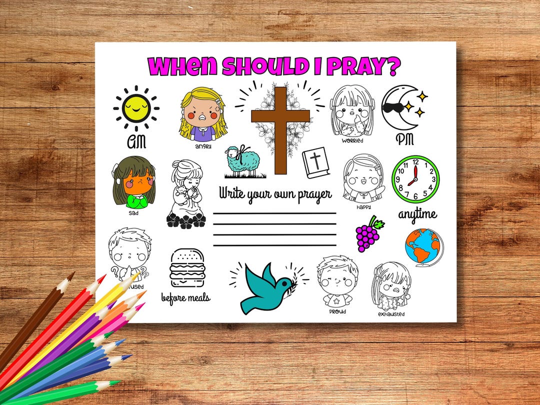 Sunday School Pray Lesson, Prayer Coloring Page, Kid Bible Study ...
