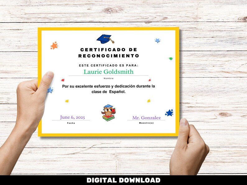 Editable Spanish Class Certificate, Certificate of Completion in ...