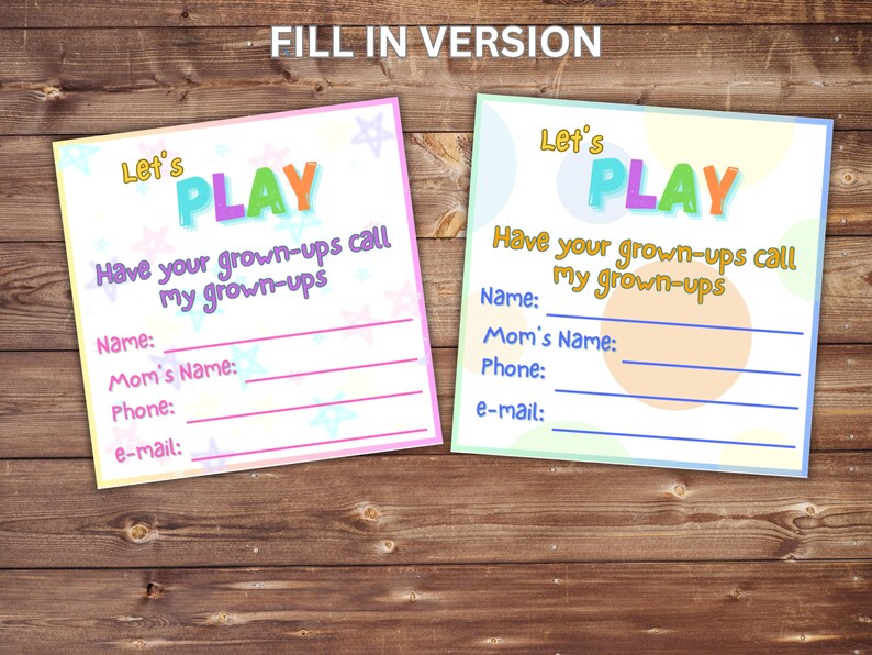 Editable Playdate Cards for Kids, Kids Business Cards, Keep in Touch ...