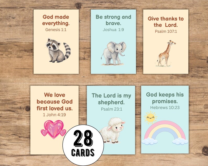 Kids Scripture Printable Cards, Bible Verse Scripture Cards Printable ...