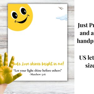 Christian Summer Handprint Art, Gods Love Summer Craft Printable, Bible ...