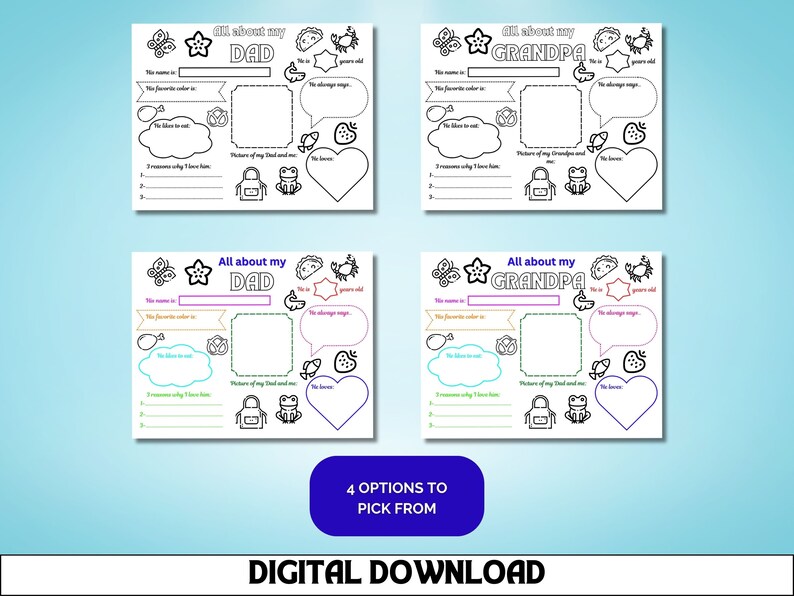 All About My Dad Worksheet, Father's Day Coloring Page, Fill in the ...