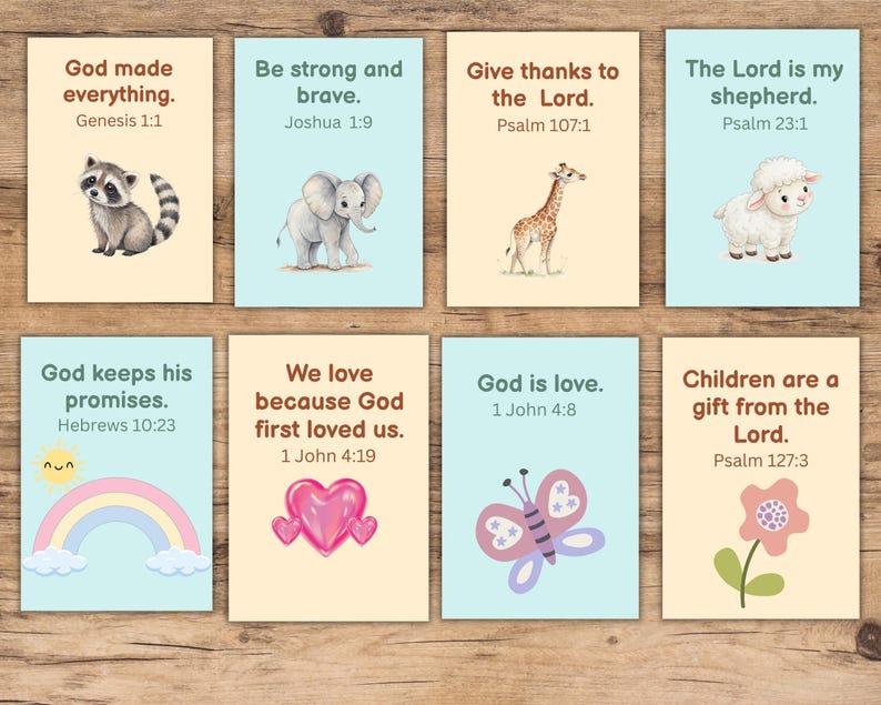 Kids Scripture Printable Cards, Bible Verse Scripture Cards Printable ...