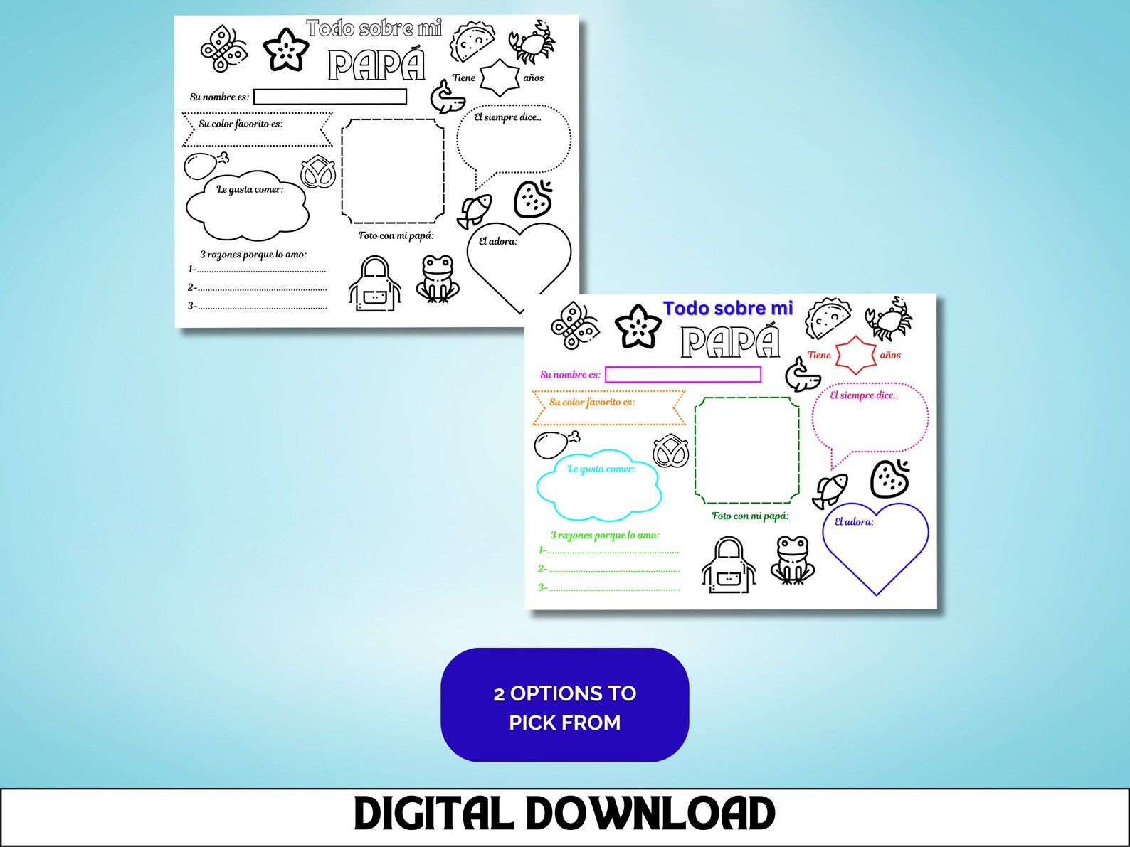 Spanish Fathers Day Coloring Page, Feliz Dia De Los Padres, - Etsy