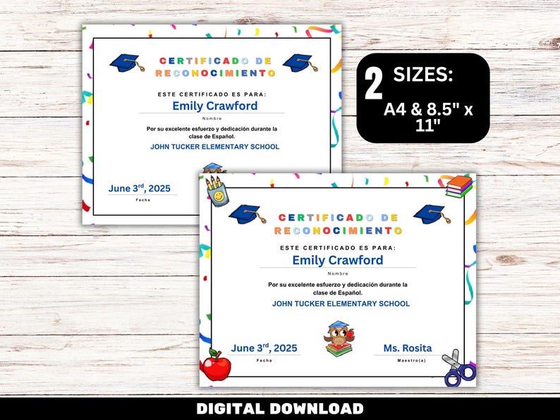 Editable Spanish Class Certificate, Spanish Certificate, Spanish Class ...
